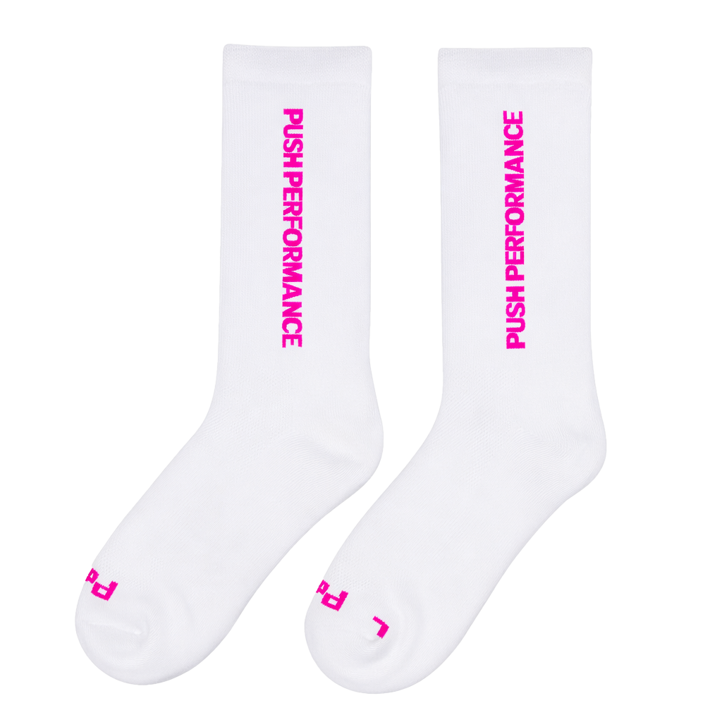 White/Pink Performance Running Socks | Push Performance – Push ...
